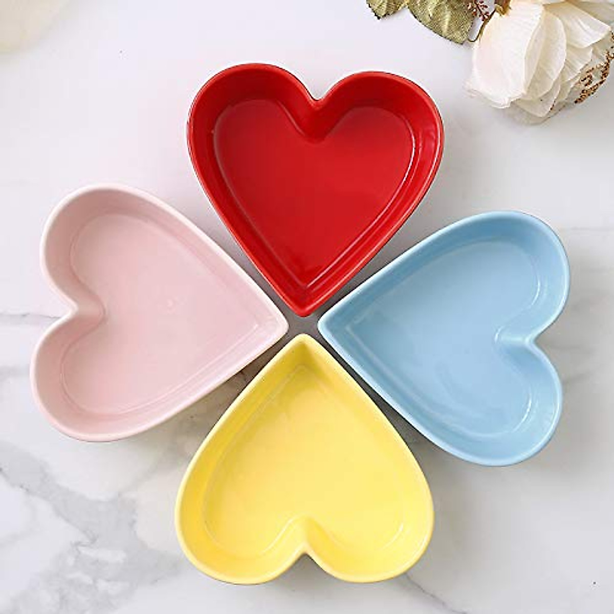 Sizikato Cute Heart Shaped Ceramic Bowl Salad Bowl Dessert Bowl Snack Bowl.