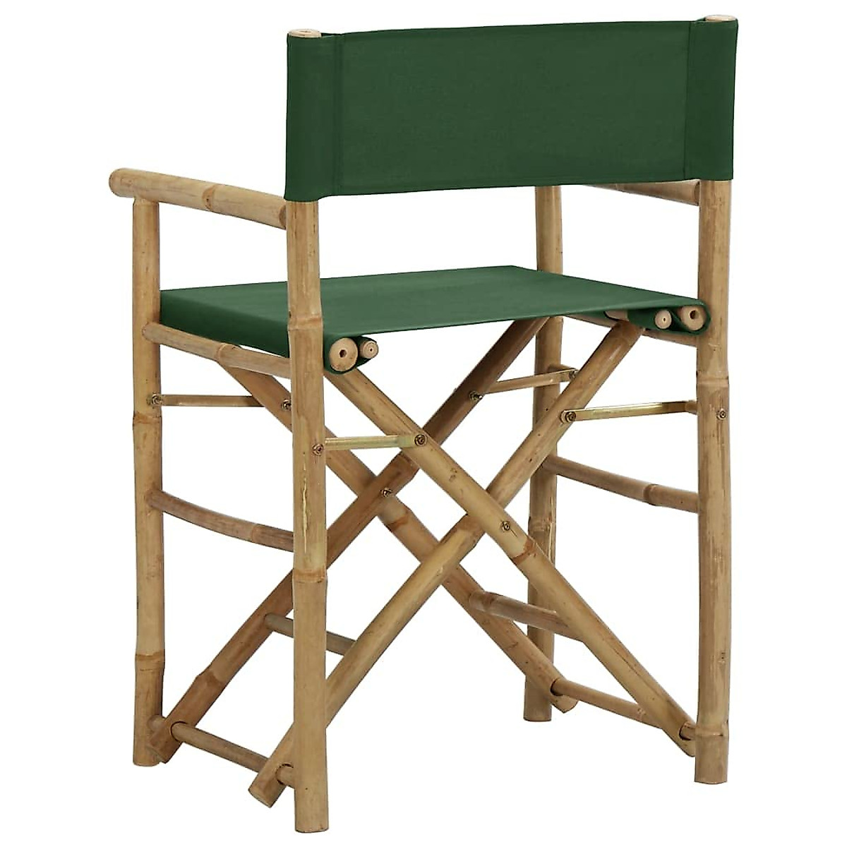 Vetnasa Folding Director's Chairs 2 pcs Green Bamboo and Fabric-AB
