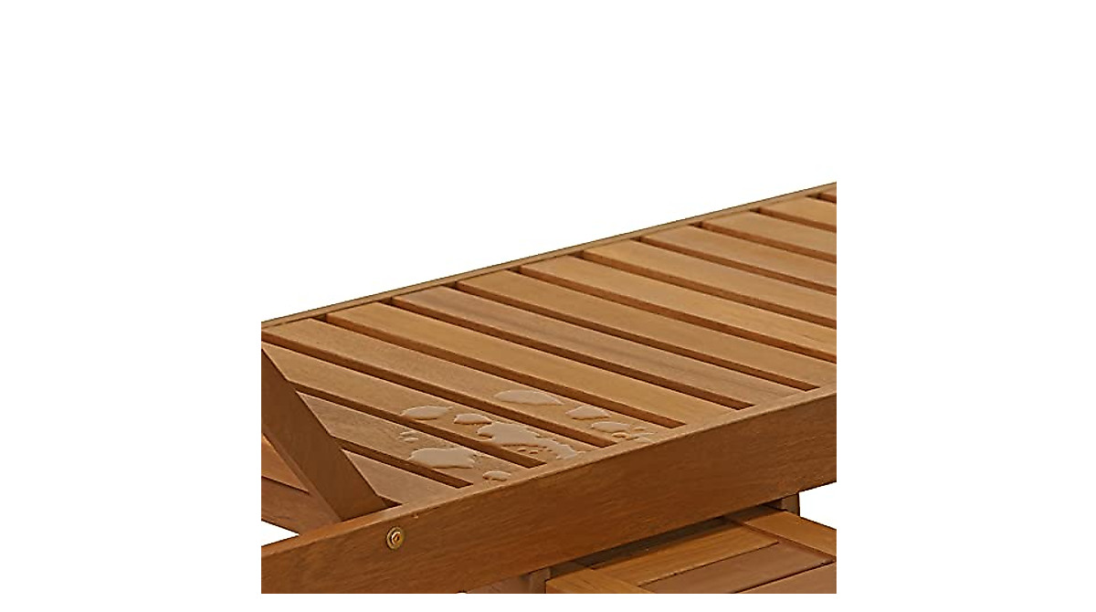 Furinno Tioman Outdoor Sun Lounger - Durable Teak Oil Finish