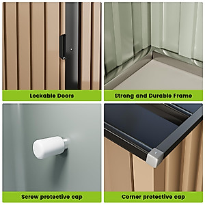 MilleLoom 5x3FT Outdoor Storage Shed, Heavy Duty Garden Tool Storage Shed with Lockable Doors and Sloping Roof, Weatherproof Metal Storage House for Backyard, Patio, Garden, Lawn