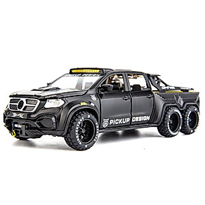 BDTCTK 1:28 Pickup X-Class Model Car, Diecast Zinc Alloy Pull Back Toy Car with Sound and Light for Kids Boy Girl Black