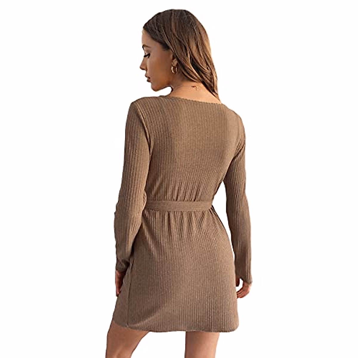 Verdusa Women's 3 Piece Cami Top & Shorts Lounge Sleepwear Pajama Set with Robe Mocha Brown S