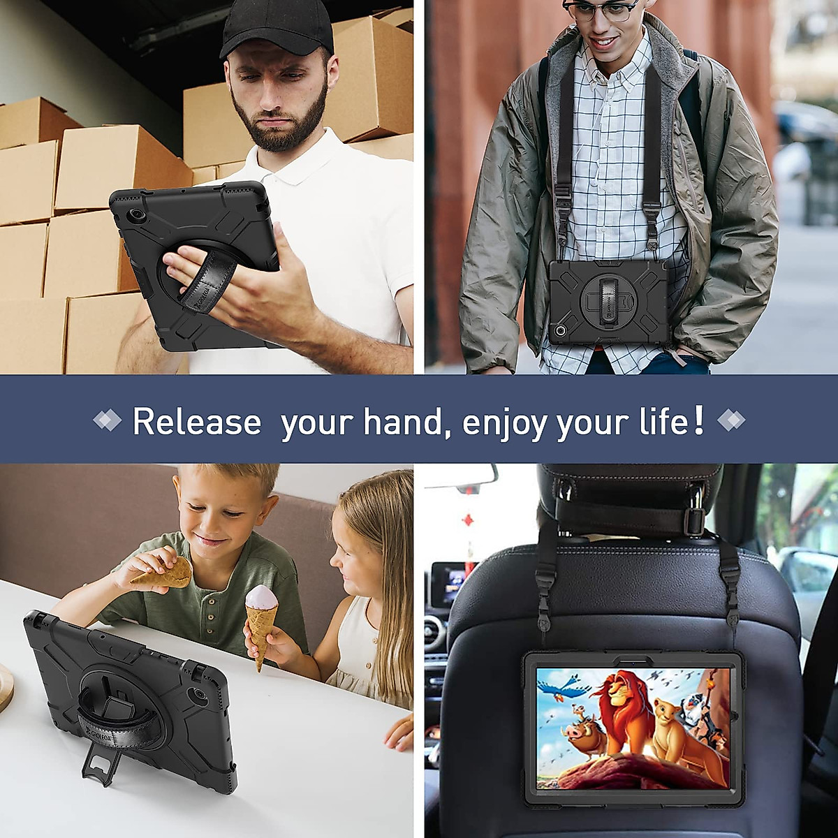 GROLEOA Samsung Galaxy Tab A8 Case 10.5 2022: Protective Rugged Samsung A8 Case for Kids with Pen Holder- Hand Strap- Kickstand- Shoulder Strap for Tablet A8 Case 10.5 Inch (SM-X200/X205/X207), Purple