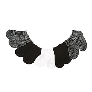 BARE HUGS Infant Basics 1/2 Cushion 10Pk Socks Black/White/Grey Stripes 6-12