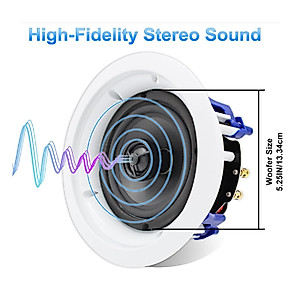 Herdio 5.25 Inch 300 Watts Ceiling Speakers Passive Wired, Premium Spring Loaded in Wall Speaker, for Home Theater Living Room Office(2 Speakers)