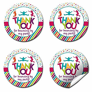 Jump and Bounce Birthday Party Thank You Sticker Labels, 40 2" Party Circle Stickers by AmandaCreation, Great for Party Favors, Envelope Seals & Goodie Bags