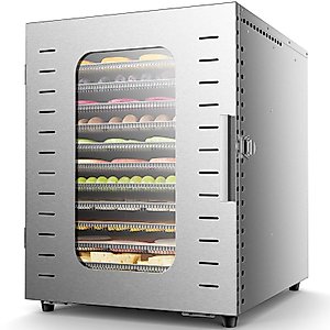 Ausegia Commercial Large 12 Trays Food Dehydrator, Usable Area up to 22.67ft², 1200W Full Stainless Steel Dryer Machine, up to 190℉ Temperature, for Meat, Fruit, Beef, Herbs, and Pet Food