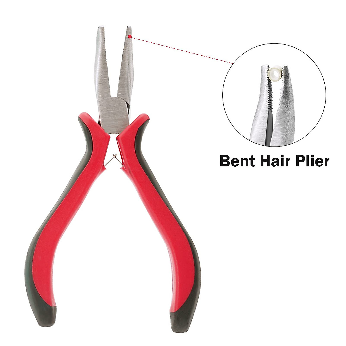 Hair Extension Tool Kit, Bead Device Tool, Silicone Lined Links Beads, Curved Hair Plier, for Tinsel and Feather Hair Extensions or Removal (Beige)