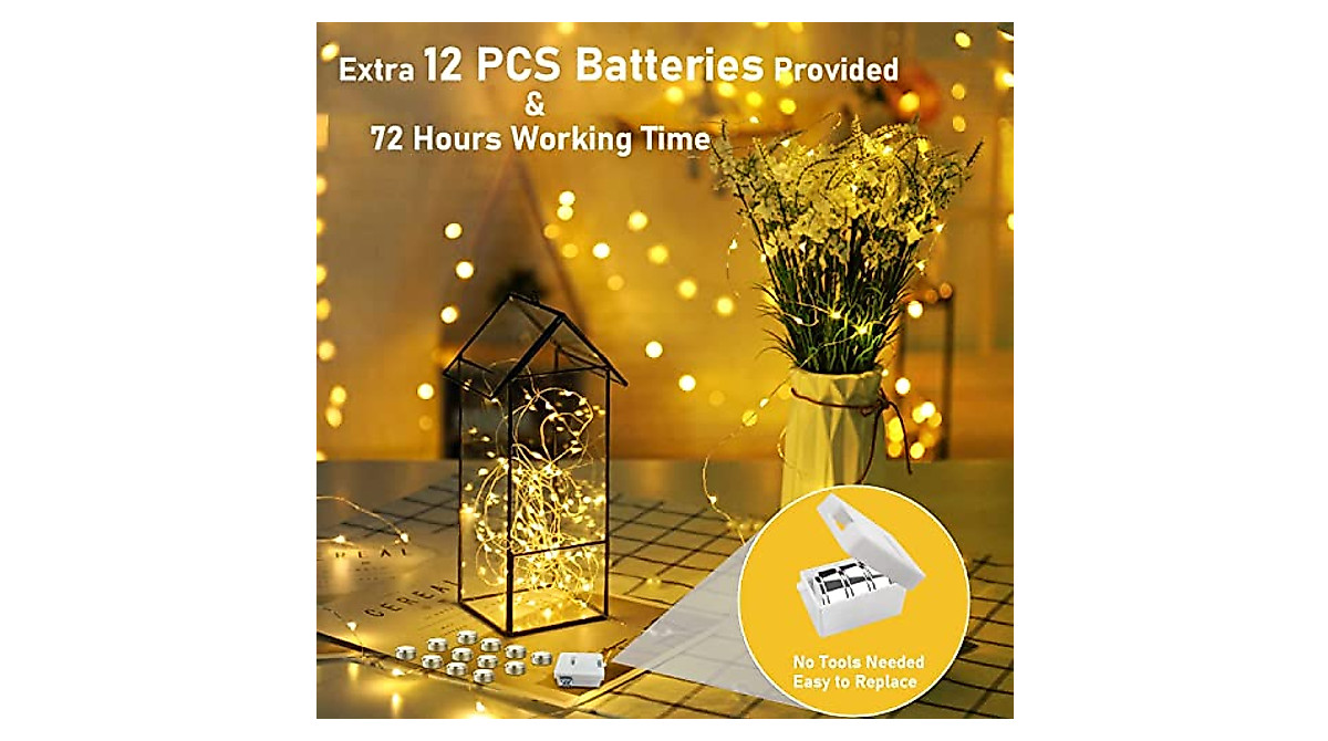 12 Pack Battery Operated Fairy Lights with Extra Batteries