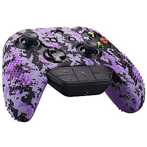 9CDeer 1 Piece of Studded Customize Digital Camo Silicone Cover Skin Sleeve Case 8 Thumb Grips for Xbox One/S/X Controller Purple Compatible with Official Stereo Headset Adapte