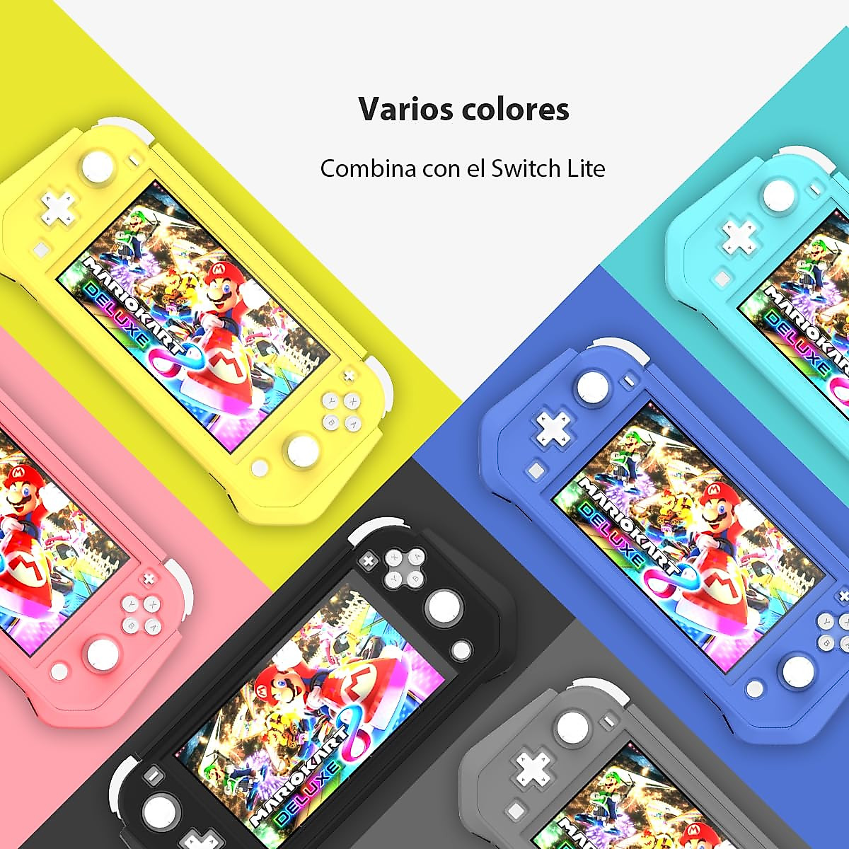 Switch Lite Case Protective Case for Nintendo Switch Lite, Case Compatible with Nintendo Switch Lite Hand Grip Case with Detachable TPU+Built-in PC Screen Protector & 2 x Thumb Grip Caps (Navy Blue)