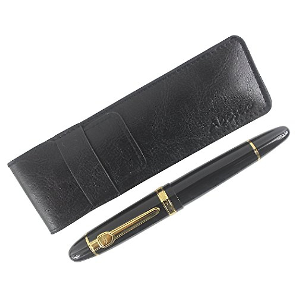 Abcsea 1PCS Heavy Big Rollerball Pen 159 and 10PCS Black Ink Rollerball Pen Refill, Spiral Ballpoint Pen Refills with Cover, Medium Point - Black Pen and Black Spiral Refills (0.5MM)