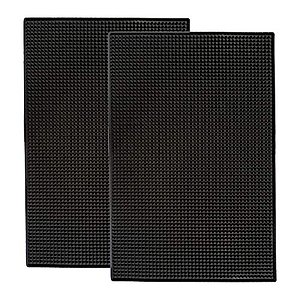 Highball & Chaser Bar Mat 18in x 12in, Thick Durable and Stylish Bar Mat for Spills. Non Slip, Non-Toxic, Service Mat for Coffee, Bars, Restaurants Counter Top (2 Pack, Black)