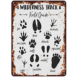 WZVZGZ Metal Tin Retro Sign Animal Tracks Poster Woodland Animal Wilderness Paw Footprint,Metal Sign Retro Wall Decor for Home Cafes Office Store Pubs Club Sign Gift 8x12 Inch Inch Plaque Tin Sign