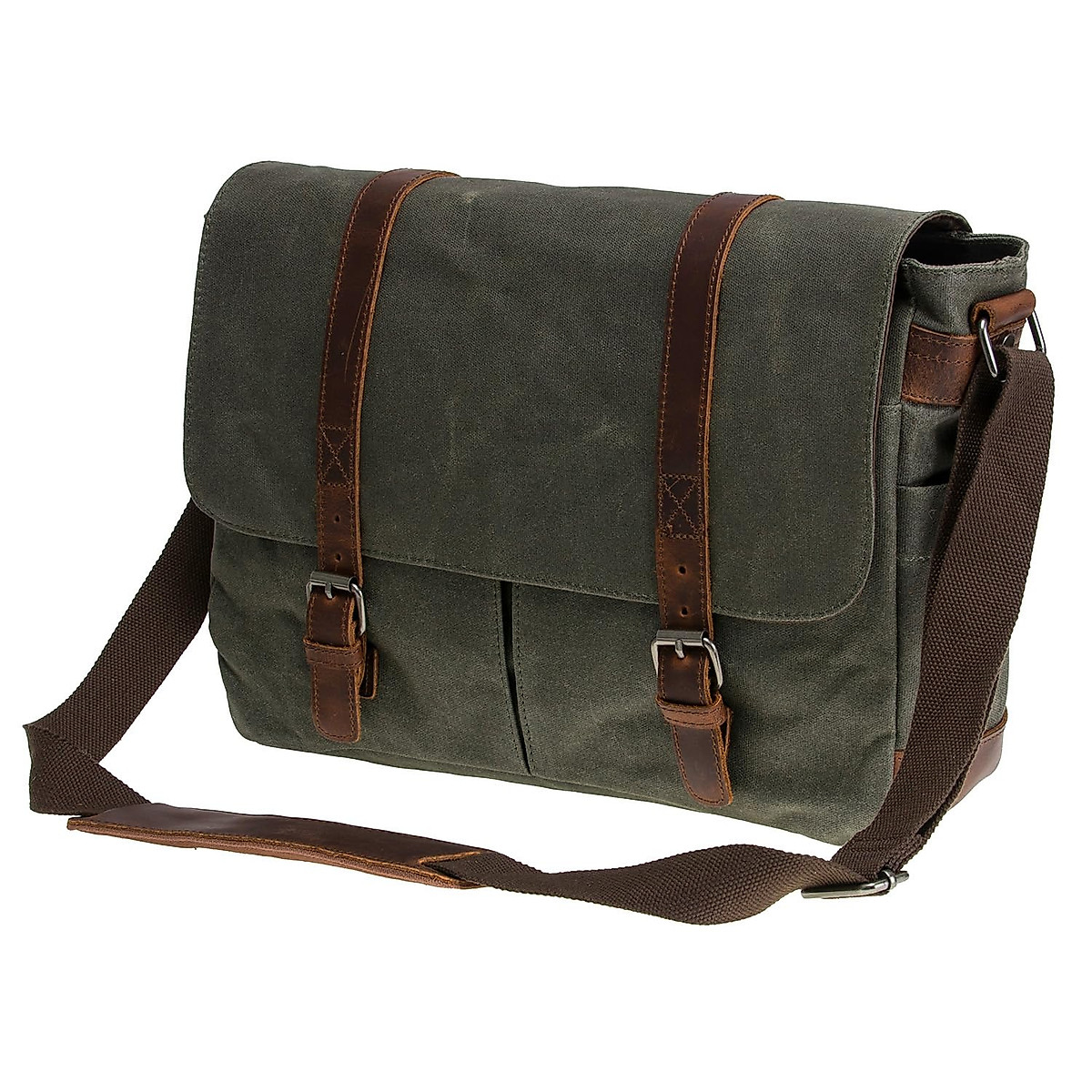 Waterproof Canvas 15" Macbook pro/ 15.6'' Leather Laptop Messenger Bag for Men Business Vintage shoulder bag/Briefcase Crossbody