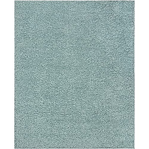 Well Woven Elle Basics | Emerson Shag Seafoam Green | Textured Area Rug 6x9 (6'7" x 9'6")