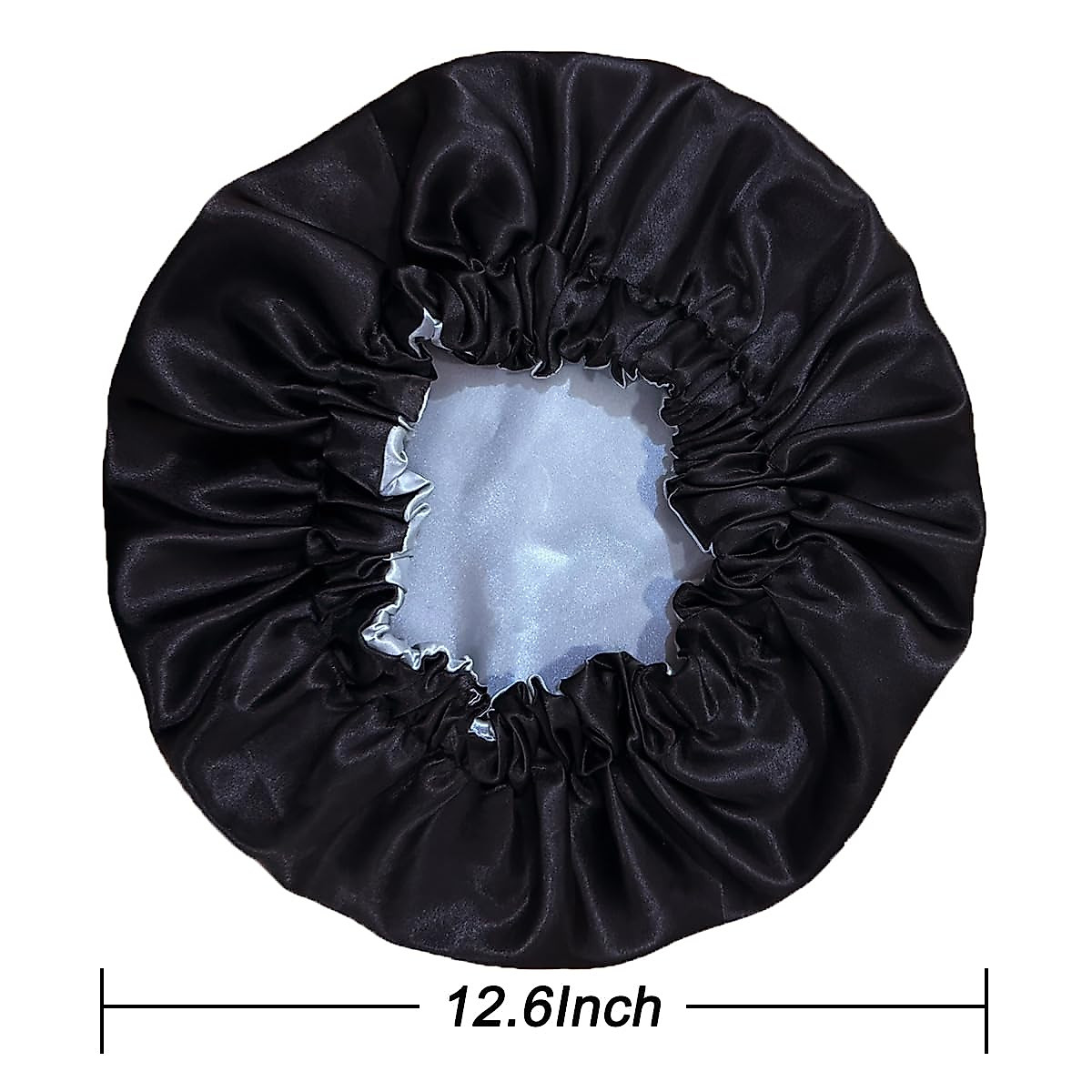 2 Pcs Silk Bonnet for Sleeping Satin Bonnet Double Layer Hair Bonnet for Curly Hair Comforable Hair Wrap Reversible Sleep Cap (Black+Leopard)