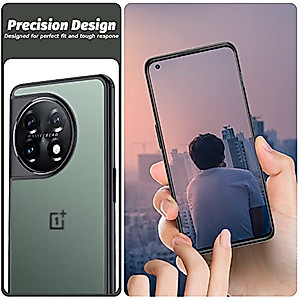 Orzero Phone Case Compatible for OnePlus 11 5G, with 2 Pack High Definition TPU Screen Protector, Matte Finish Full Body Protection Anti-Scratch Shock Proof Solid Hard Back Cover(1+2) - Frosted Black