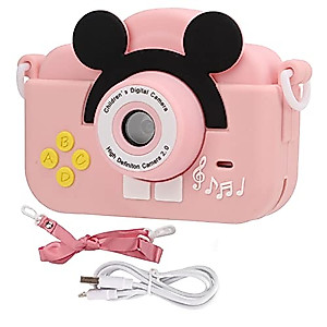 Qionia Mini Digital Children Camera, Comfortable 2MP Kids Cartoon Camera Toy High Definition 2 Inch Screen Multifunctional for Gifts(Pink)