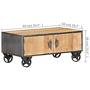 QJBSAVVA Coffee Table 35.4"x19.7"x15.4" Solid Reclaimed Wood,Entrance Table Tray Tables Center Table Low Table Suitable for Meeting Rooms, Reception Rooms, Offices