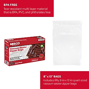 Nesco Vacuum Sealer Quart Zipper Bags - 50 count