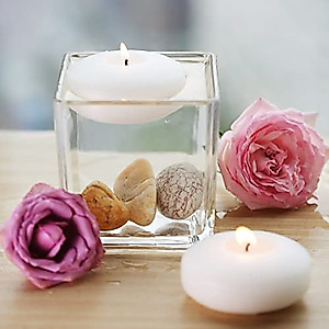 24 Pack Floating Candles, 3” White Unscented Dripless Wax Burning Candles, for Cylinder Vases, Weddings, Party and Holiday 