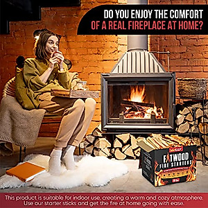 Vivlly 10lb Fatwood Fire Starter Pack – Starter Wood for Fireplace – Small Wood Logs for Campfire Stove, Grilling & Cooking – Firewood Lighter Kindling Sticks – Firepit Burning & Camping Accessories