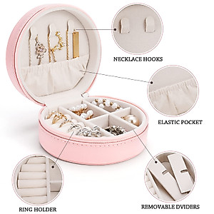 Party-rainday Bridesmaid Proposal Gifts Custom Leather Jewelry Box, Birth Flower Travel Jewelry Case Ring Box, Personalized Jewelry Organizer (Champagne)