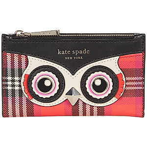 Kate Spade New York Blinx Owl Plaid Small Slim Bifold Pink Multi One Size