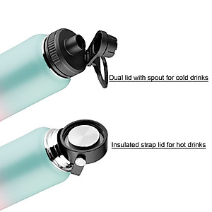 FLLOMOTION 32oz Insulated Water Bottle,BPA Free Stainless Steel Water Bottle,Reusable Thermal Metal Water Bottle with Wide Mouth Spout Lids,Leak-Proof Double Wall Vacuum Flask,Keep Cold and Hot