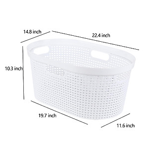 Innouse 4 Pack Laundry Basket with Cutout Handle, White Plastic Laundry Hamper