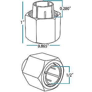 19693 1/2 inch Router Collet Compatible with for Bosch 2610906284 Hitachi 325-199, 323-421 326286-03