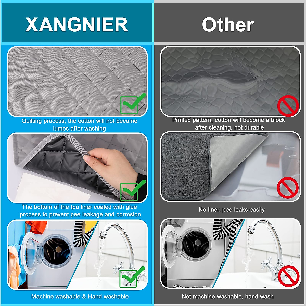 XANGNIER Guinea Pig Cage Liner-2 Pack 47" X 24" Washable Guinea Pig Bedding,Waterproof Reusable & Anti Slip Super Absorbent Fleece Pee Mat for Small Animals Rabbit Hamster Rat,Guinea Pig Accessories