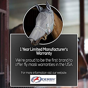 Derby Originals Reflective Mesh Fly Mask with 1 Year Warranty Includes Ears and Nose Cover,Spring Green,Large (Full/Average),72-7109GR-L