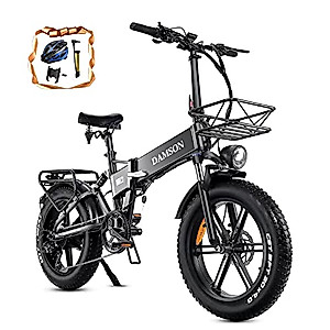 DAMSON Electric Bike for Adults 20" 4.0 Fat Tire Ebike 750W E-Bike Mountain Beach Snow R7 Folding Electric Bicycles with 48V 15Ah Removable Battery Shimano 8 Speed Up to 30MPH (Gray)