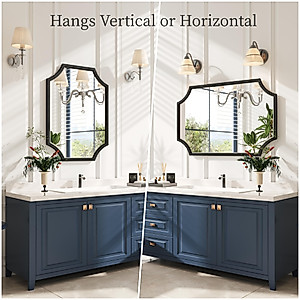 Kelly Miller 20"x28" Scalloped Black Bathroom Mirror for Wall Mount, Home Mirror