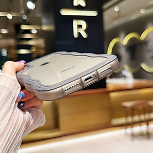 XIQI Compatible with iPhone XR Case 6.1", Cute Kawaii Curly Wave Frame Shape Soft Silicone Shockproof Protective Phone Cover for Women Girls, Clear/Yellow