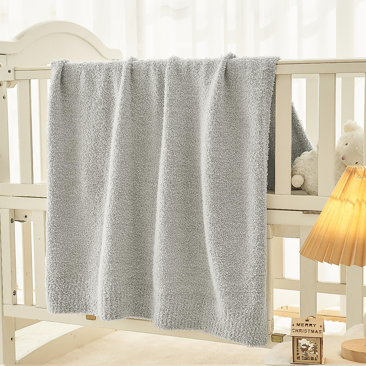 CYMULA Kids Throw for Boys and Girls 30 x 40 inches, Soft Cozy Cute Swaddle Fleece Throw, Light Grey