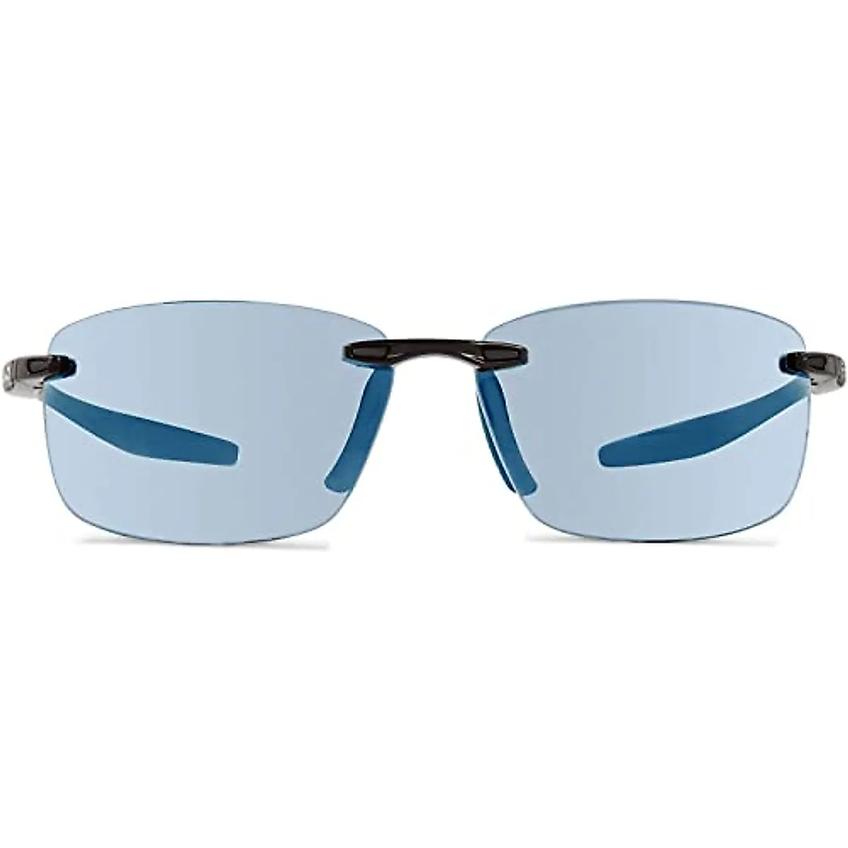 Revo Descend XL: Polarized Filters UV, Large Rimless Rectangle Rectangular Sunglasses, Black Frame with Blue Water Lens (RE 1070XL 01 BL)
