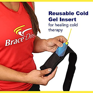 Brace Direct Tennis & Golf Elbow Cold Gel Therapy Compression Brace - Reusable Ice Pack Wrap with Strap- Pain Relief for Tendonitis, Injuries, Medial Epicondylitis, Joint Pain