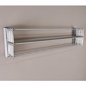 TOTES BABIES - Space Saver Pro Wall-Mounted Aluminum Clothes Drying Rack - Expandable, Rustproof, 31.5" Wide Accordion Laundry Rack for Indoor/Outdoor Use (Aluminum)