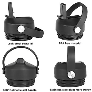 Straw lid for Yeti Rambler Water Bottle 18 26 36 64 oz, Replacement Cap Straw Cap for RTIC and Yeti Bottle, Lid with Straws and Brush and Flexible Handle