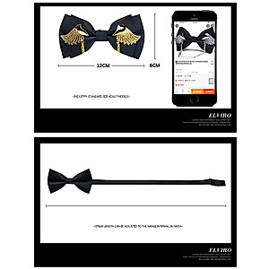 Manoble Men's Adjustable Metal Wings Two Layer Neck Bowtie Bow Tie (Black)