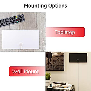 GE Ultra Edge Indoor HD Digital TV Antenna, Long Range Smart TV Antenna, Slim Décor Reversible Black White Design, Supports 4K HD Smart TV VHF UHF, 6ft Coax HDTV Cable, 11264