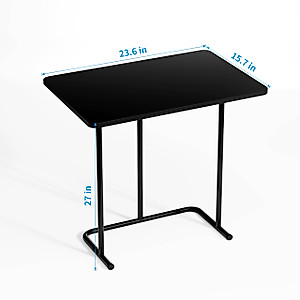 VIPASS C-Shaped End Table, Small Side Table for Couch, Coffee Table and Nottable Laptop Stand, Space Saving Suitable for Living Room, Bedroom, Bedside, Black