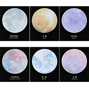 12 Pieces Planet Sticky Notes Earth Moon Sticky Notes Planet Self-Adhesive Notes Cute Self-Stick Memo Pad Notes for School Classroom Office Notebook