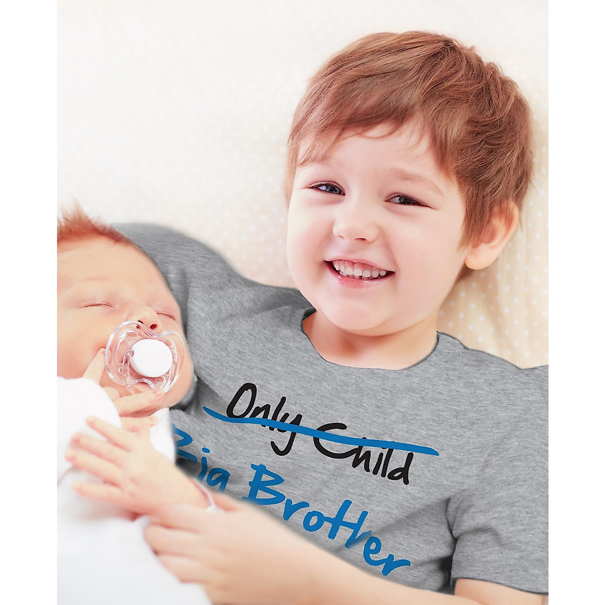 Only Child to Big Brother Shirt Baby Announcement Sibling Boys Kids Shirts 18M Gray