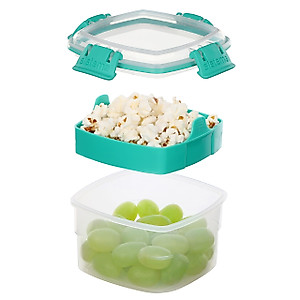 Sistema To Go Collection, 13.5 oz./0.4 L, Portable Snack Container with Separate Compartments, Flexible Seal & Easy-Lock Clips, BPA & Phthalate Free, Color May Vary