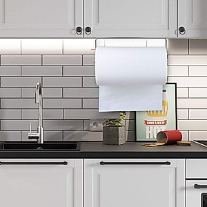 PHUNAYA Under Cabinet Paper Towel Holder Wall Mount for Home Kitchen,Stainless Steel for Large Rolls-Chrome