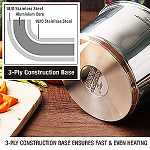 HOMI CHEF Mirror Polished NICKEL FREE Copper Band Stainless Steel 2.5 QT Sauce Pan with Glass Lid (No Toxic Non Stick Coating, 7 Inch) - Cookware Set - Cookware Pots And Pans Sets